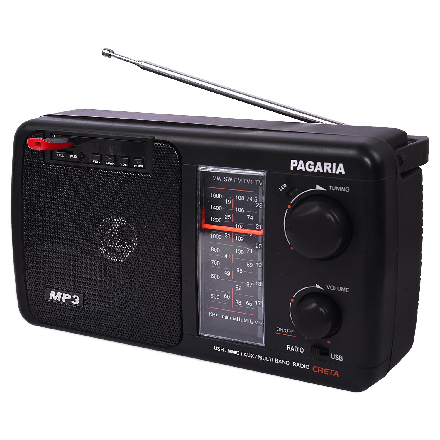 PAGARIA 5 Band Radio Rechargeable USB, Model CRETA – Melody Media