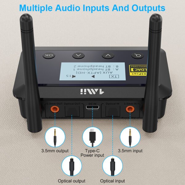 1Mii B03Pro+ Bluetooth 5.0 Transmitter Receiver Certified LDAC for TV ...